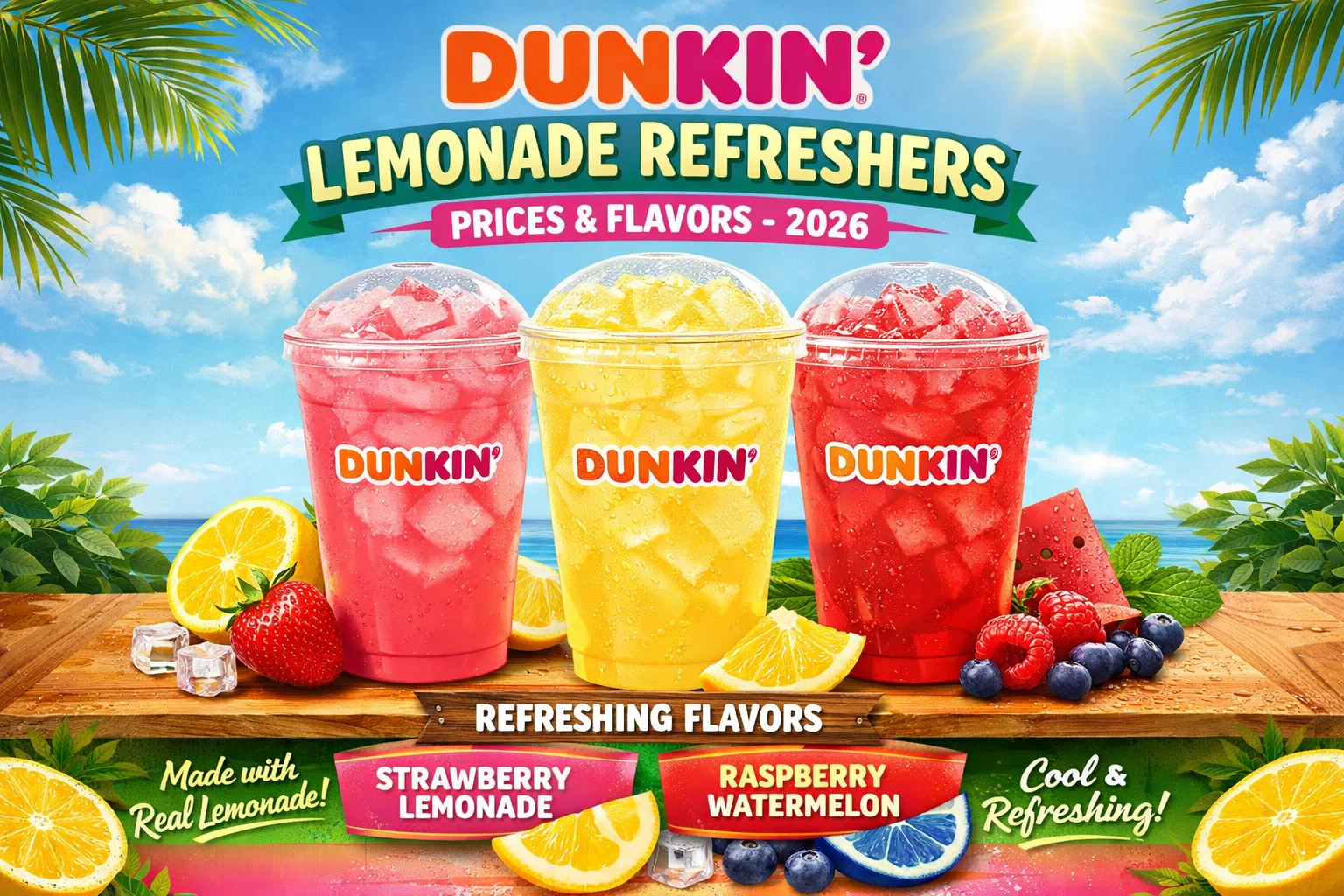 Dunkin Lemonade Refreshers 2025: Prices, Flavors, Caffeine & Calories